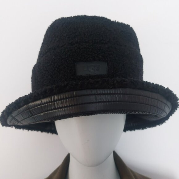 UGG | Accessories | Ugg Sherpa Bucket Hat Faux Fur Black Large Lined ...